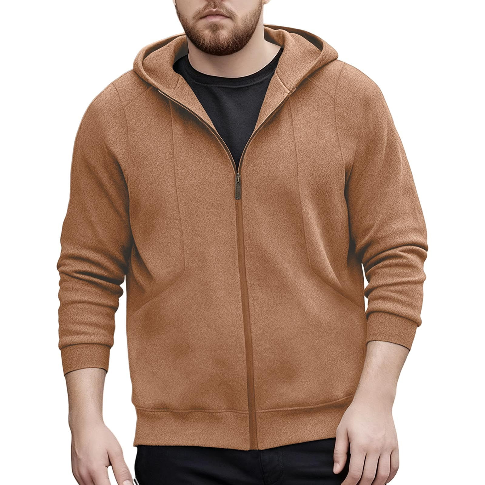 Betivan Men's Loose Hooded Jacket Full Zip Jacket Sweatshirt Casual ...