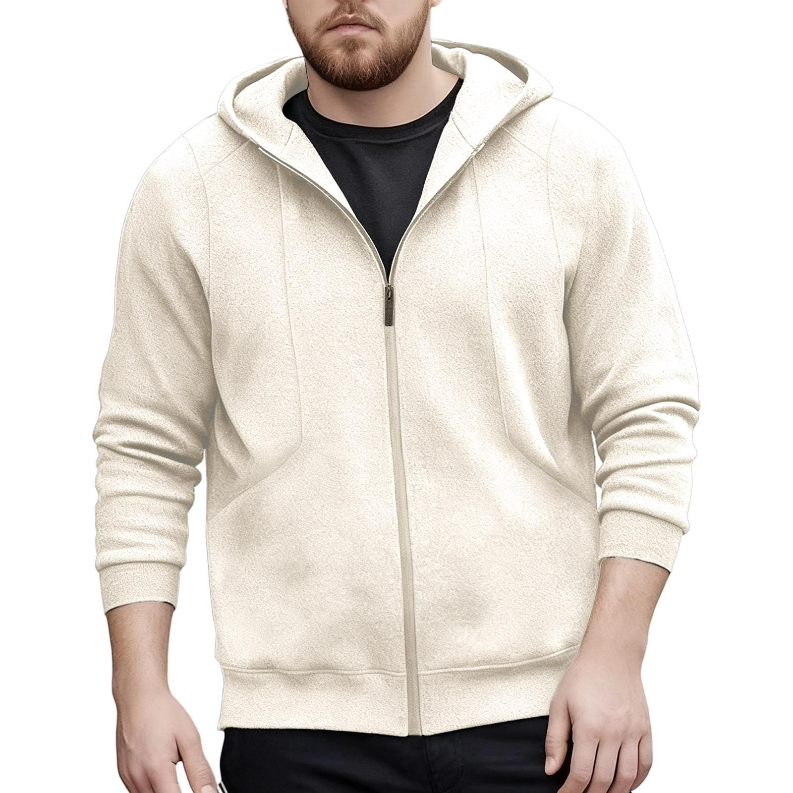 Betivan Men's Loose Hooded Jacket Full Zip Jacket Sweatshirt Casual ...