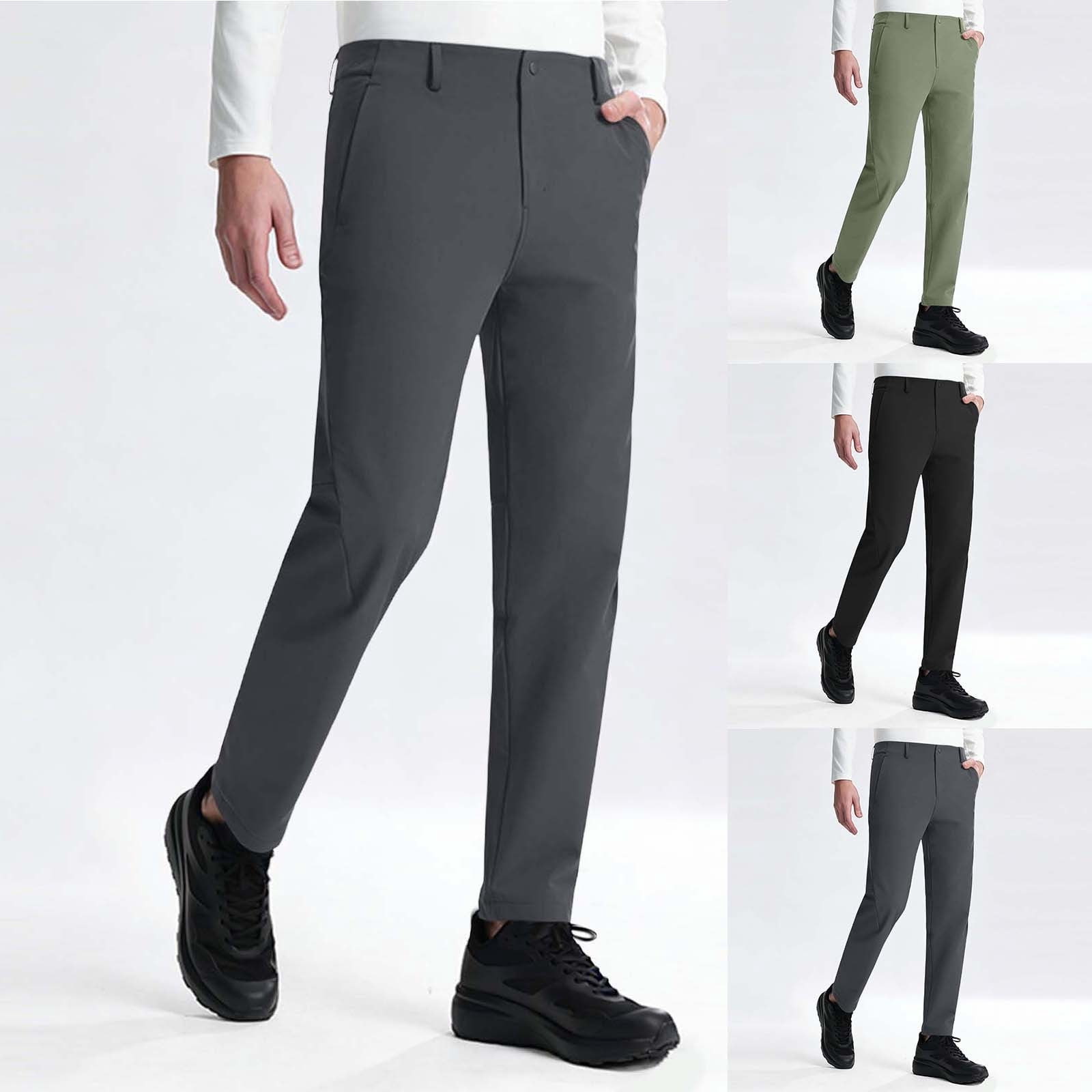 Betivan Men's Quick Dry Trousers Solid Color Button Waist Pleated ...