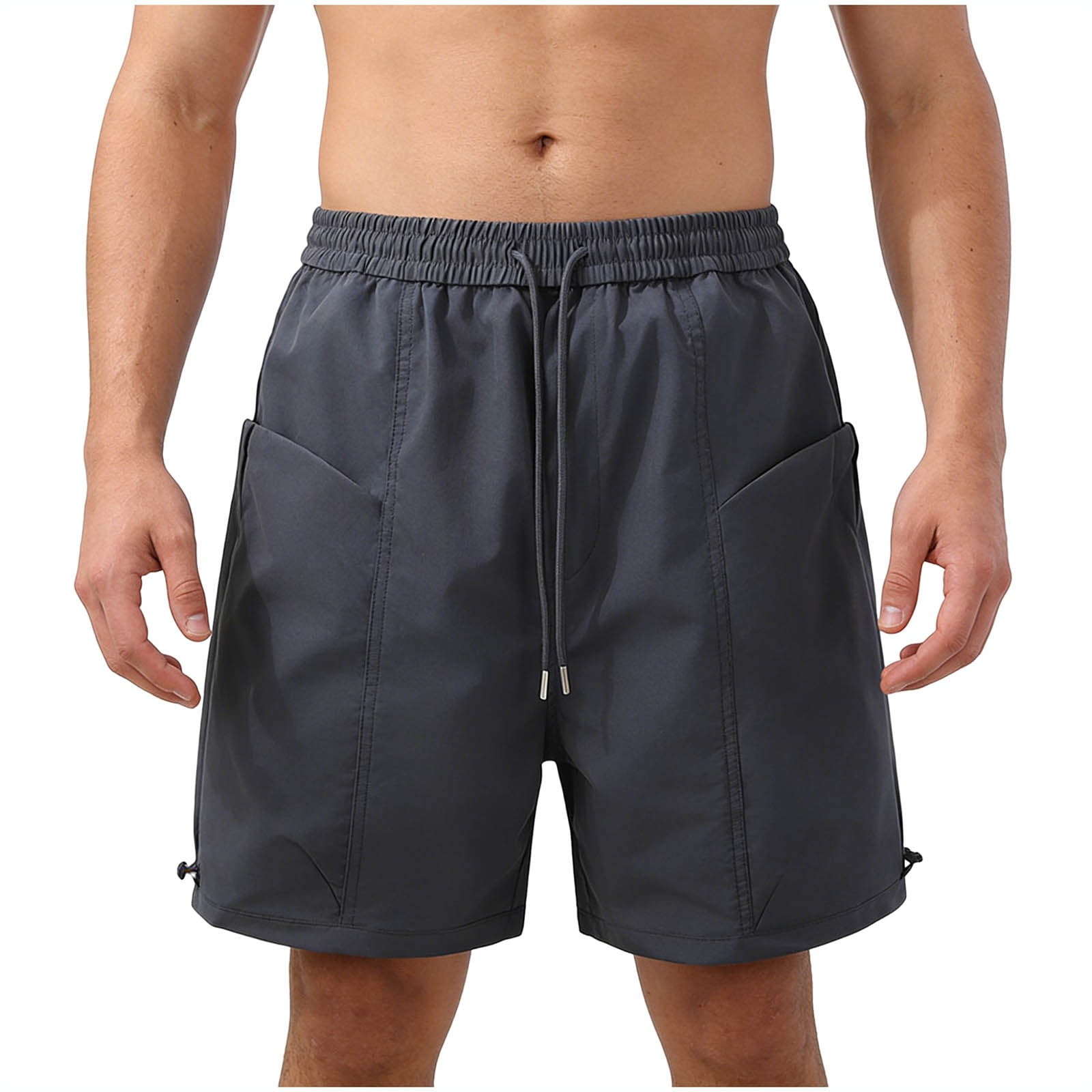 Betivan Men's Solid Cargo Shorts Multi-pocket Elastic Waist Beach-ready ...