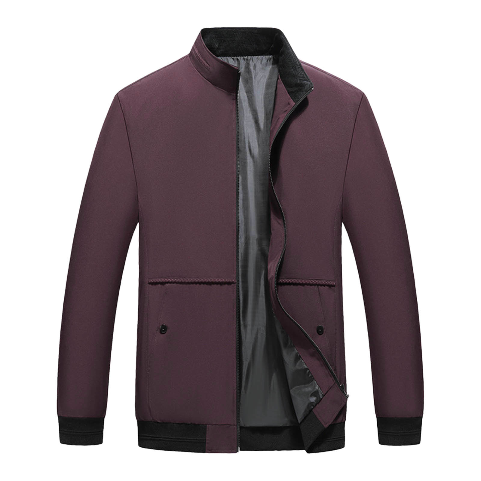 Betivan Men's Spring Summer Stand Collar Jacket, Thin Solid Color ...