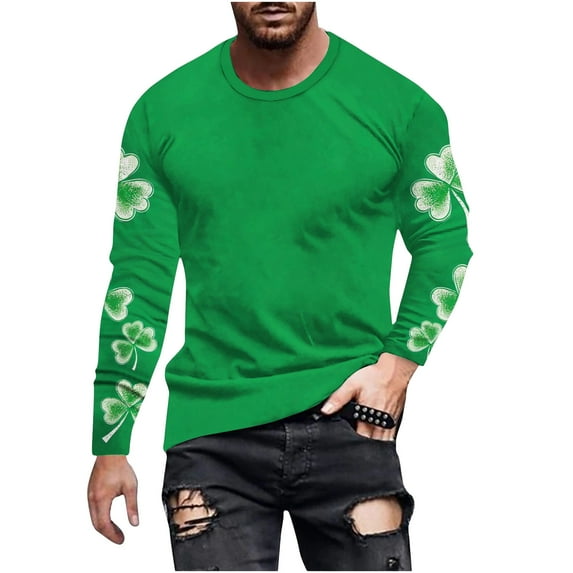 Betivan Men's St. Patrick's Day T-shirt Fashion Printed Crew Neck Long ...