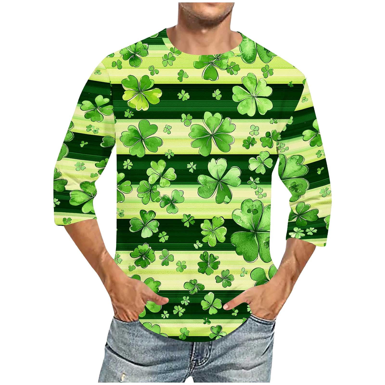 Betivan Men's St. Patrick's Printed Top 3/4 Sleeve Crewneck Summer ...