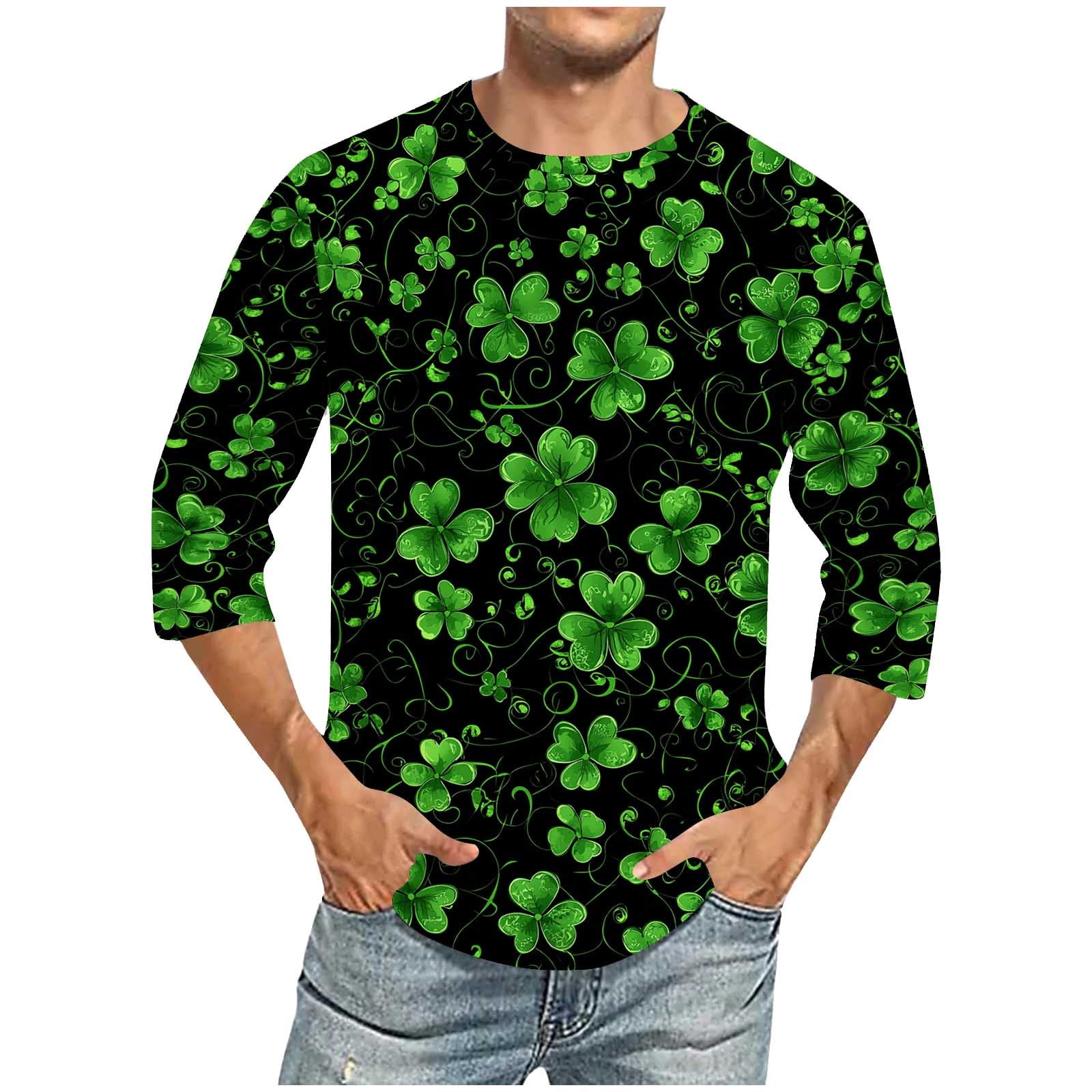 Betivan Men's St. Patrick's Printed Top 3/4 Sleeve Crewneck Summer ...