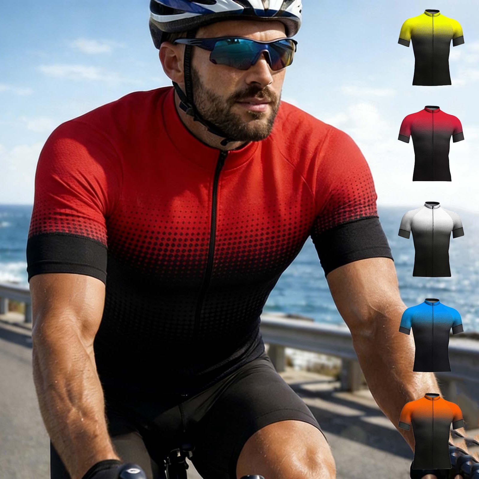 Betivan Men's Summer Printing Fitting Sport Bicycle Zipper Short ...