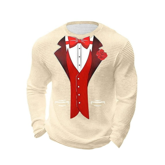 Betivan Men's Sweatshirt Valentine's Day Waffle Knit T-shirt, Heart ...