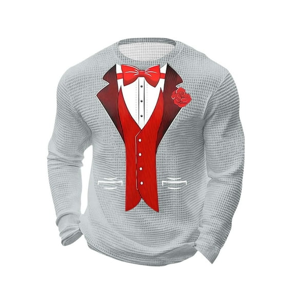 Betivan Men's Sweatshirt Valentine's Day Waffle Knit T-shirt, Heart ...