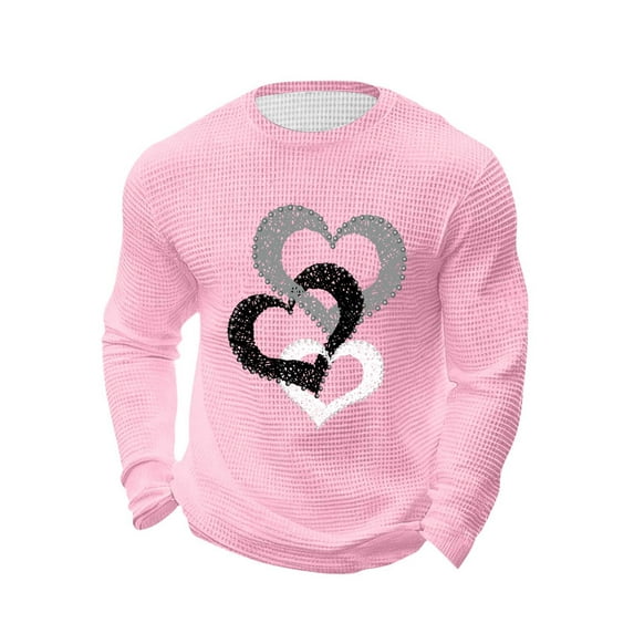 Betivan Men's Sweatshirt Valentine's Day Waffle Knit T-shirt, Heart ...