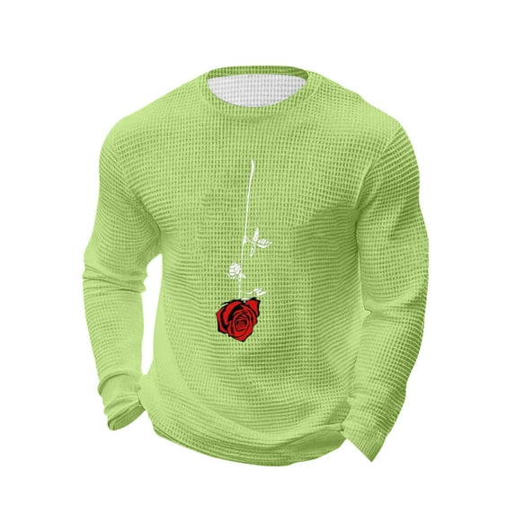 Betivan Men's Sweatshirt Valentine's Day Waffle Knit T-shirt, Heart ...