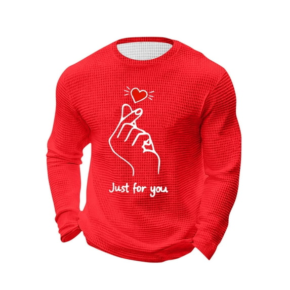 Betivan Men's Sweatshirt Valentine's Day Waffle Knit T-shirt, Heart ...
