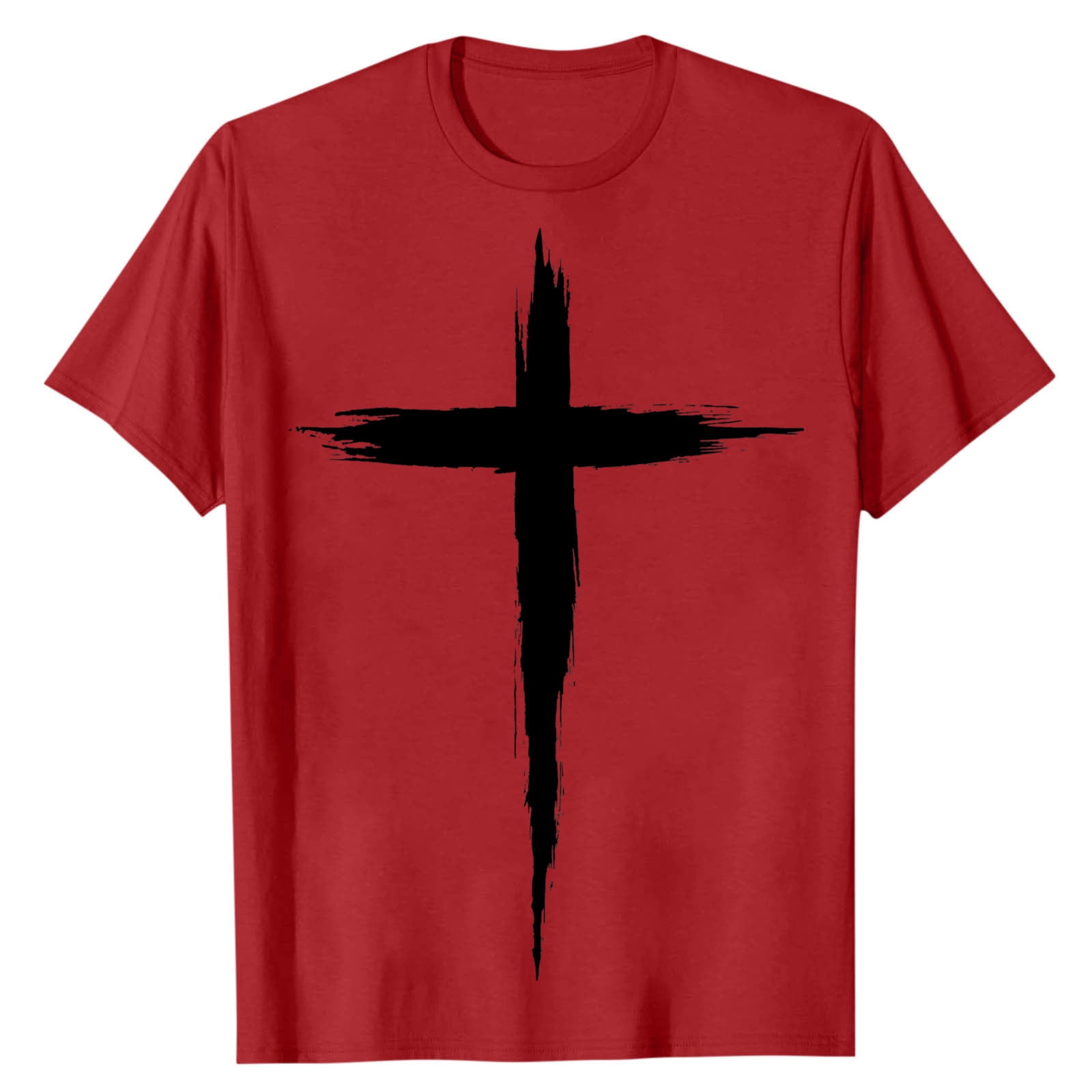 Betivan Men's Tee Cross Pattern Print Round Neck Casual Short Sleeve ...