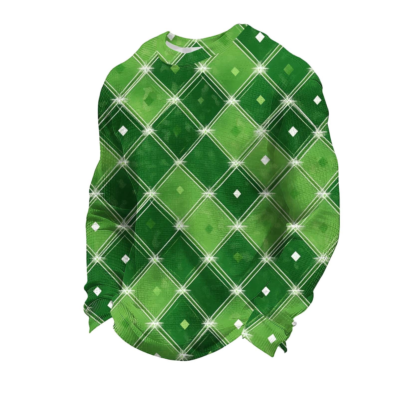 Betivan Men's Tee Waffle Knit Shirt St Patrick Print Long Sleeve ...