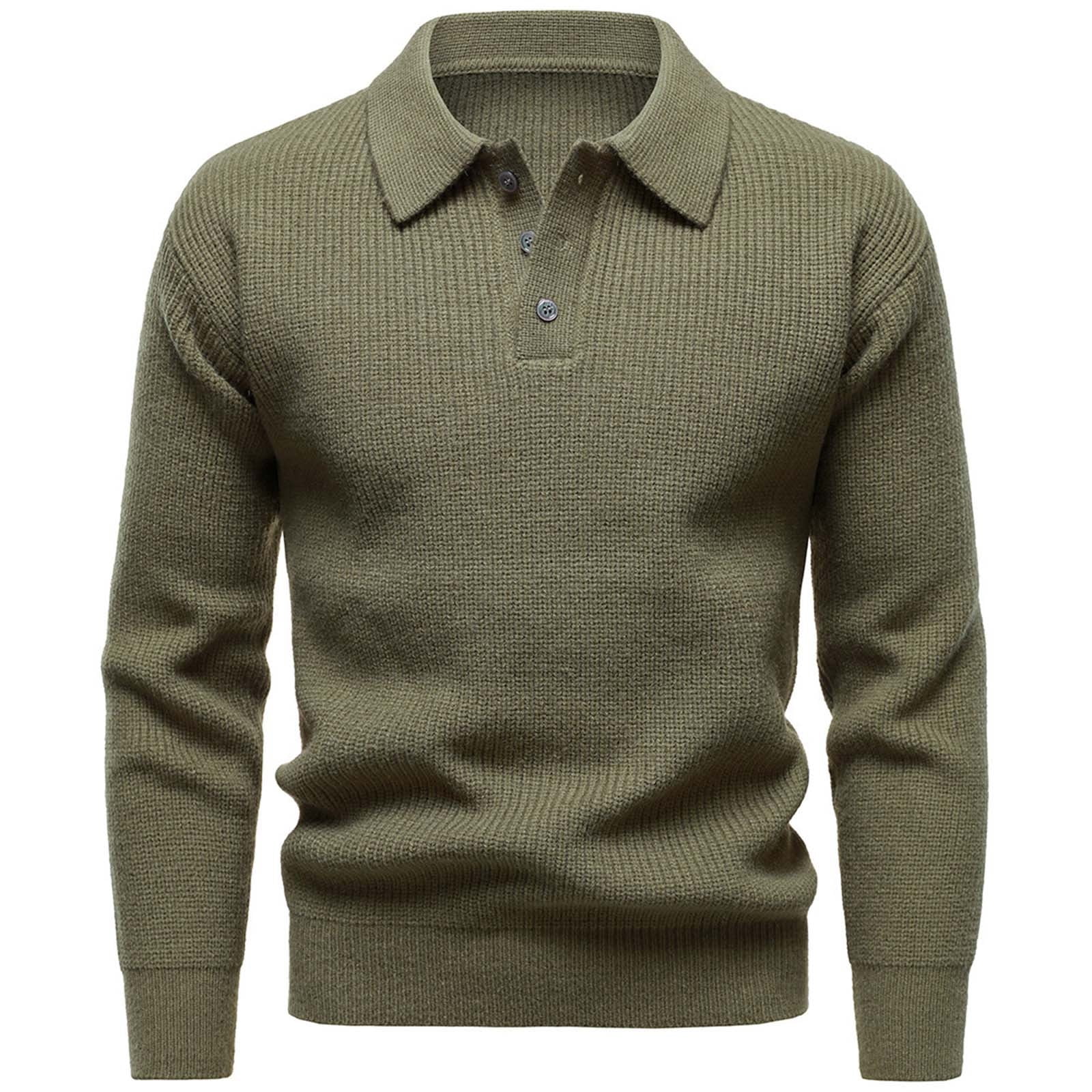 Betivan Mens Knit Polo Sweater Long Sleeve Textured Casual Collared V ...