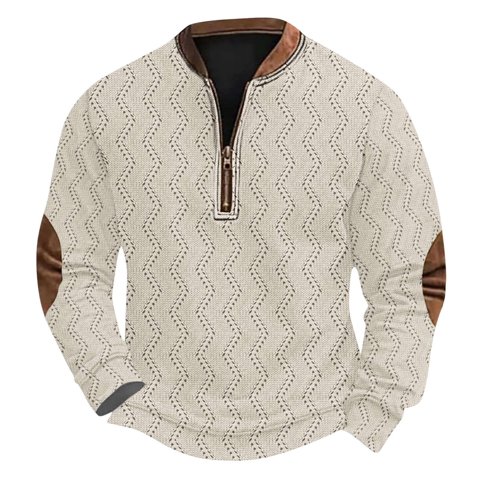 Betivan Mens Zipper Pullover Sweatshirt Stand Collar Solid-Color Fall ...