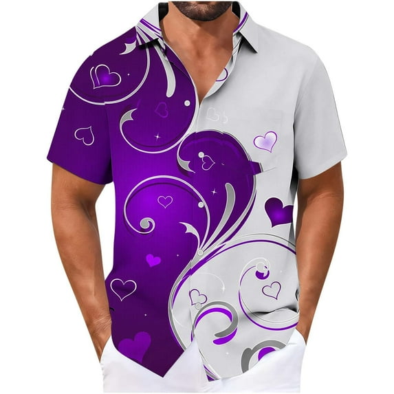 Betivan Shirt for Men Women Valentine's Day Heart Graphic Button-Up ...