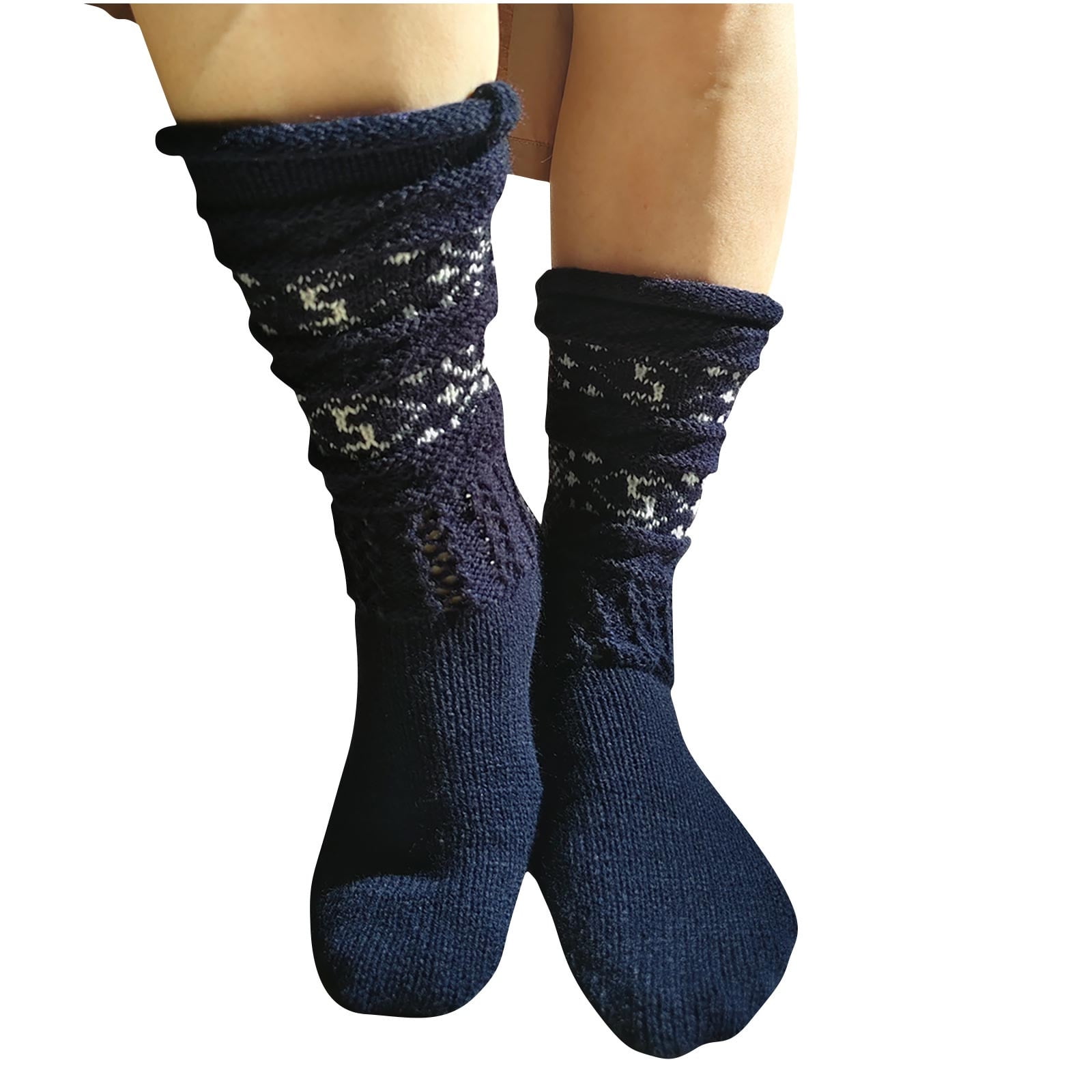 Betivan Woman Slipper Socks With Suede Non Slip Sole Winter Knitted ...