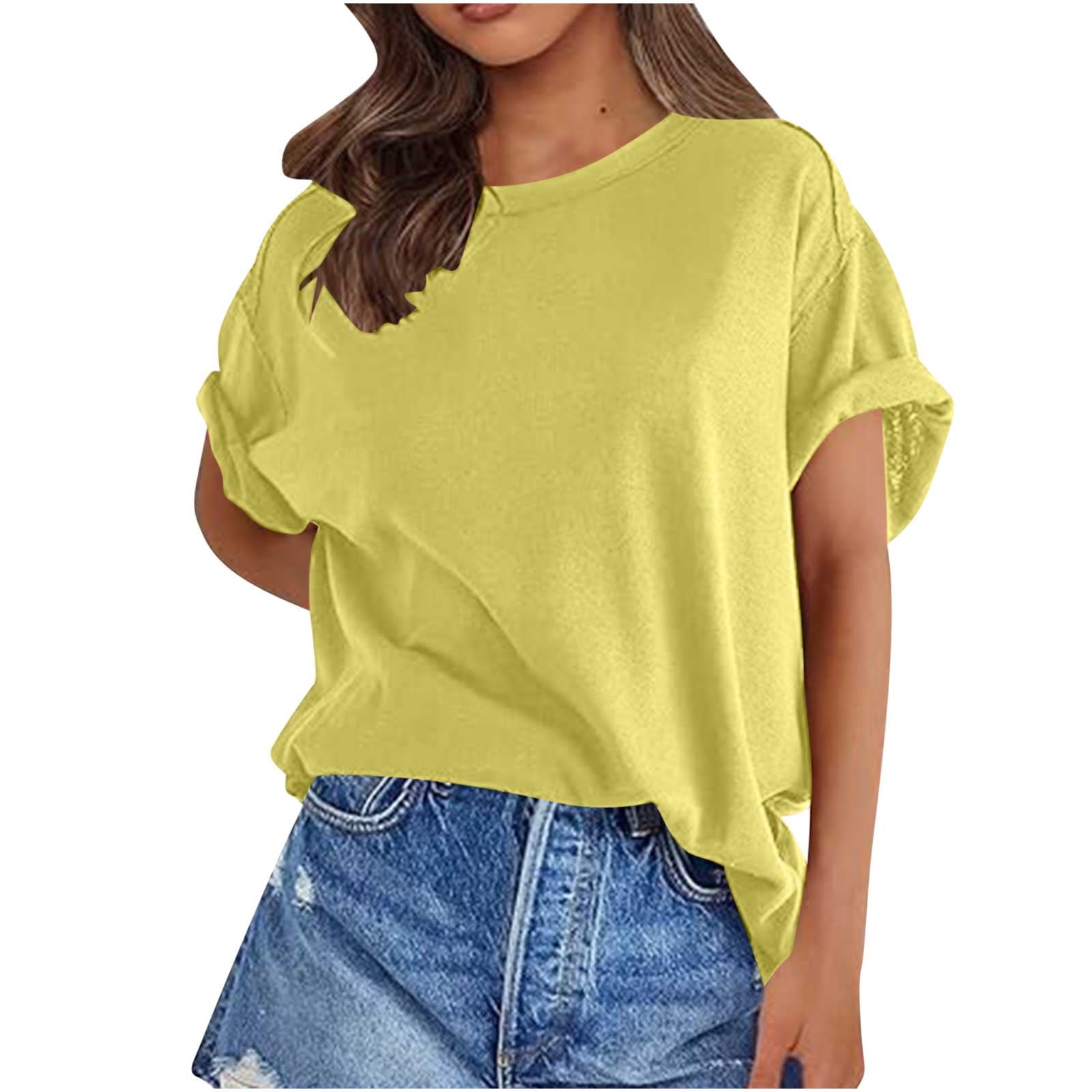Betivan Women Tops Clearances Womens Oversized T Shirts Loose Fit Solid ...