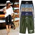 Betivan Women's Elastic Waist Knee Length Casual Cotton Bermuda Shorts ...