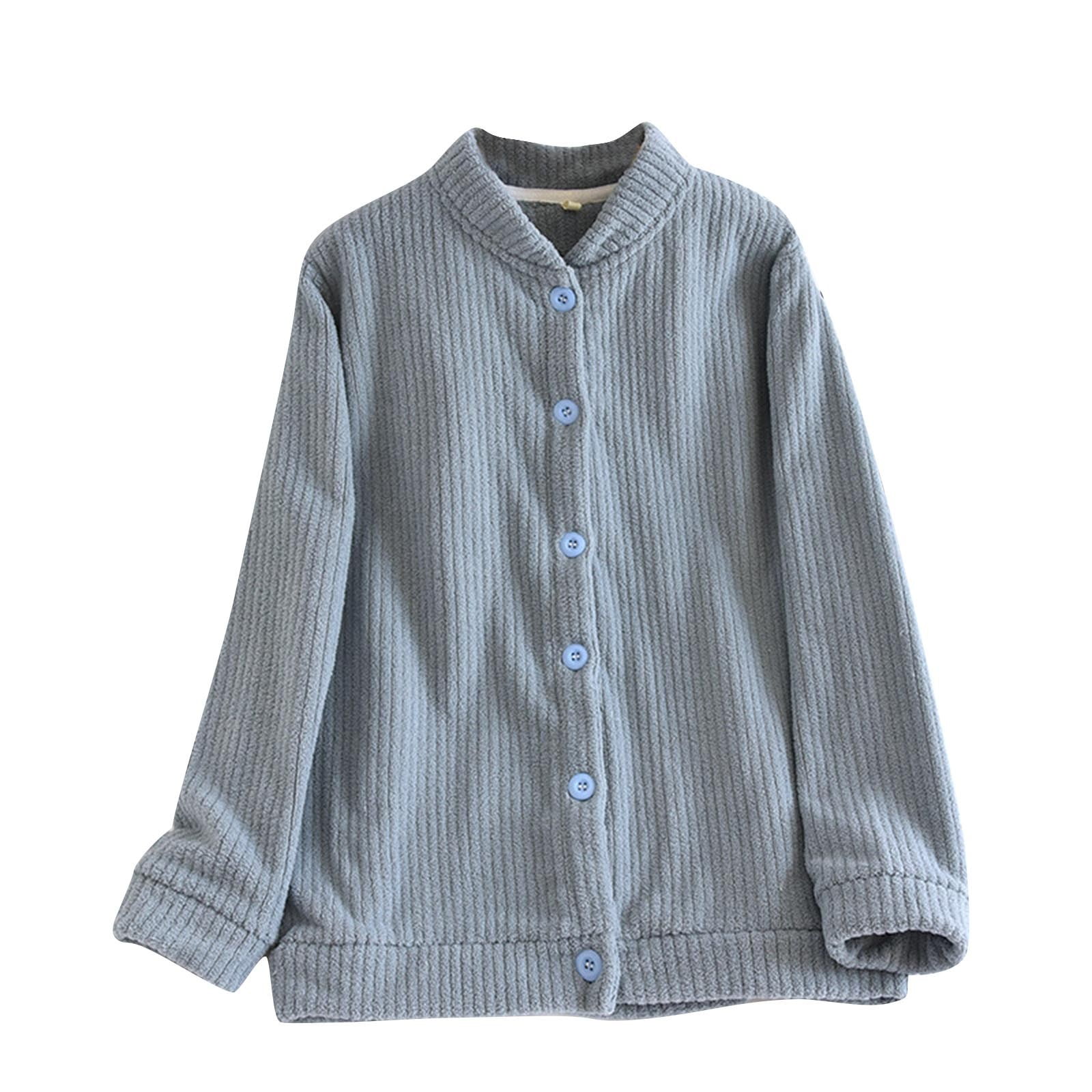 Betivan Women's Fleece Bed Jacket Stylish Notched Collar, Long Sleeves ...