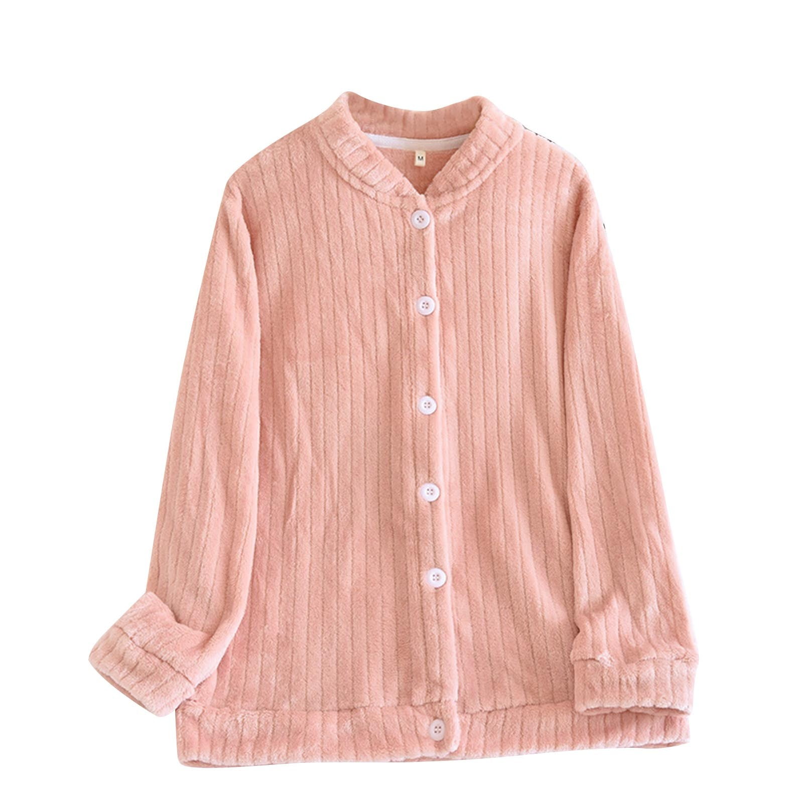 Betivan Women's Fleece Bed Jacket Stylish Notched Collar, Long Sleeves ...