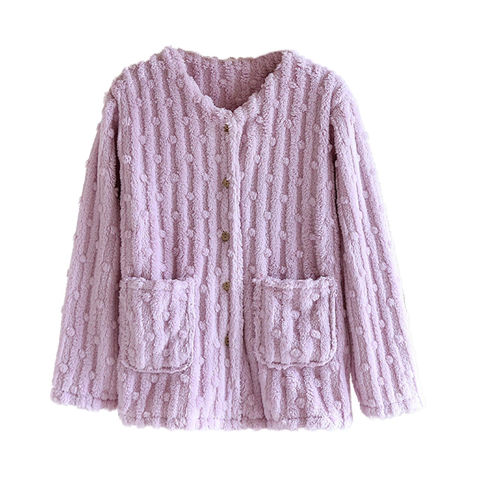 Betivan Women's Fleece Bed Jacket Stylish Notched Collar, Long Sleeves ...