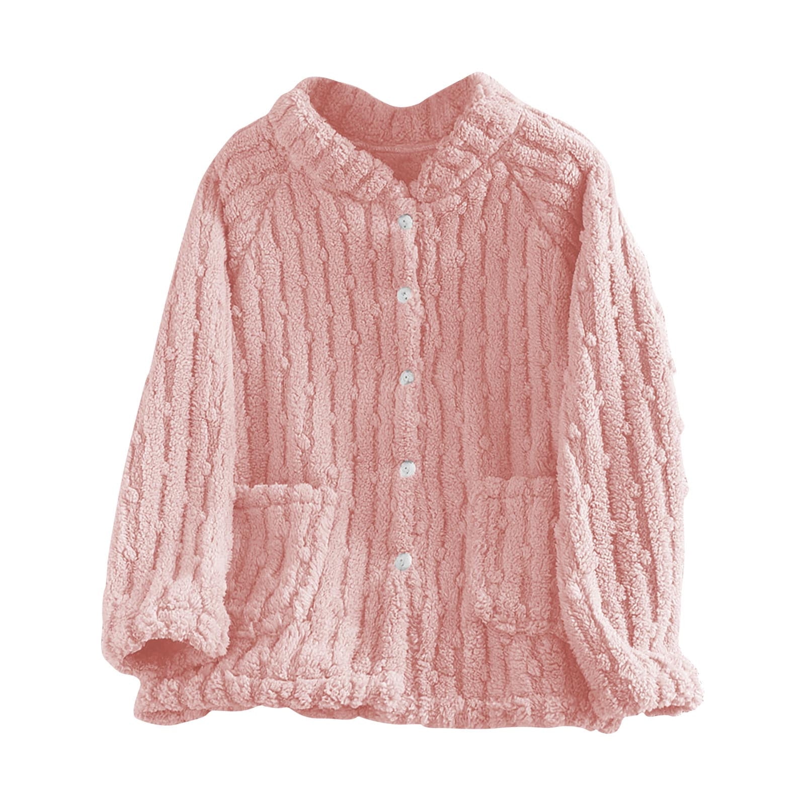 Betivan Women's Fleece Bed Jacket Stylish Notched Collar, Long Sleeves ...