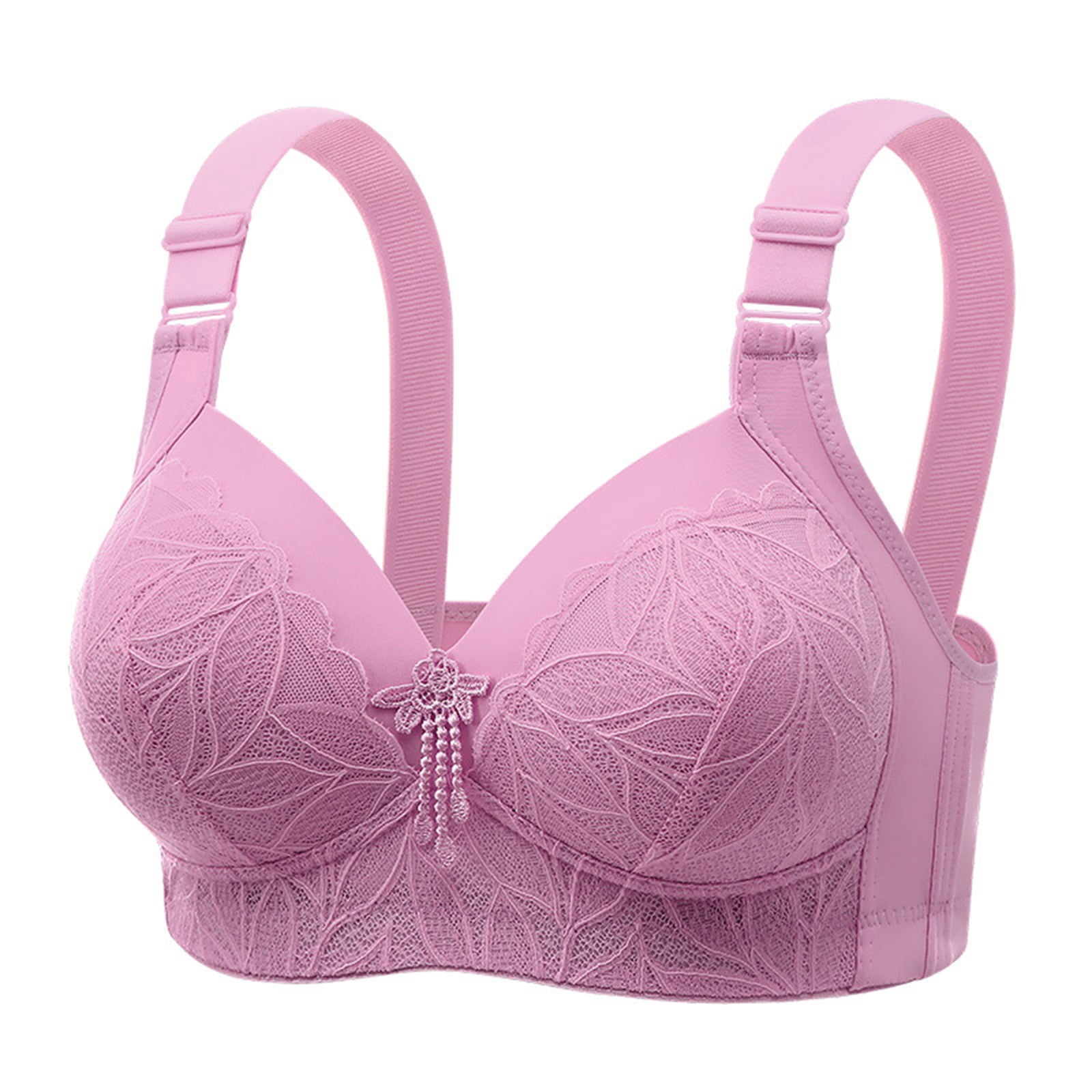 Betivan Women's Plus Size Wireless T-Shirt Bra Red Trim Thin Cups ...