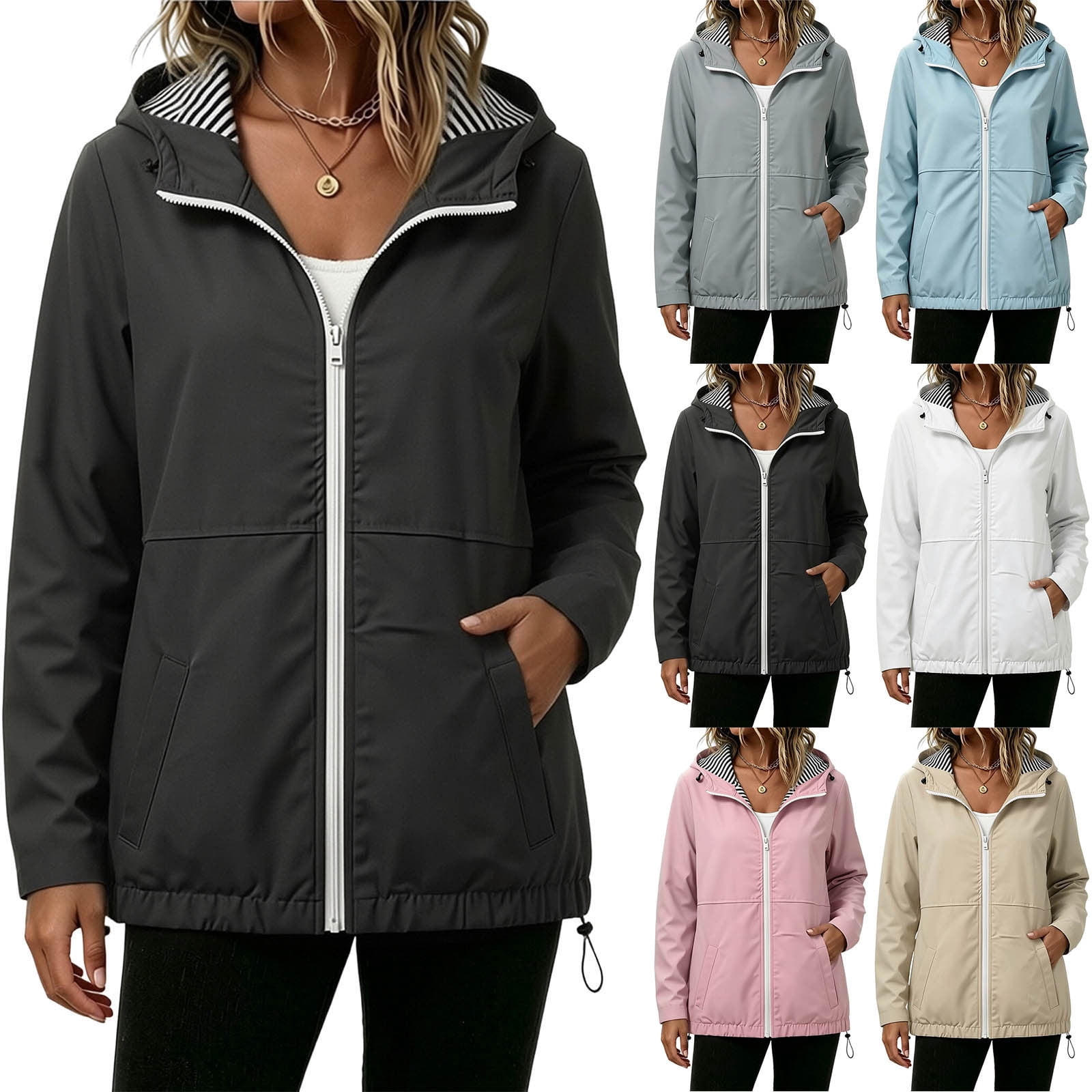 Betivan Women's Solid Color Jacket And Winter Fashion Casual Striped ...