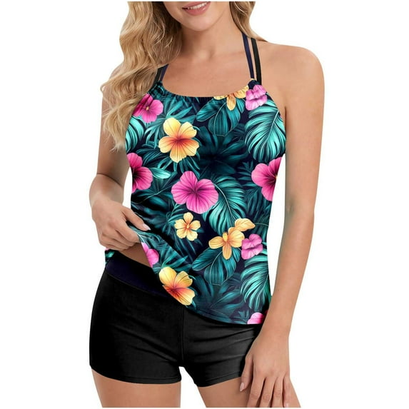 Betivan Women's Two-Piece Adjustable Strap Bikini, Flower Printed Split ...