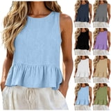 Betivan Womens Ruffle Linen Tank Tops Spring Summer Beach Cute ...