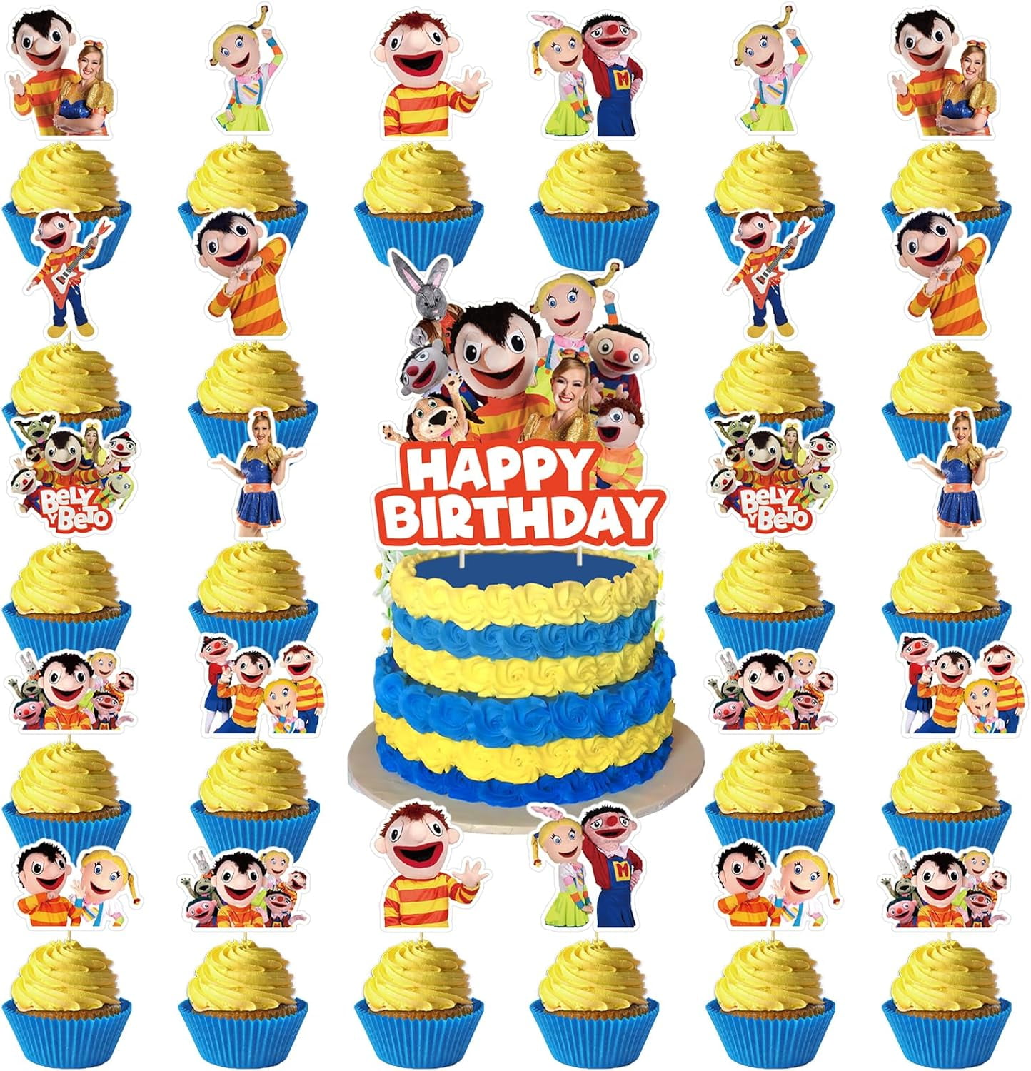Beto y Bely Party Decorations, Party Supplies Includes Cupcake Toppers ...
