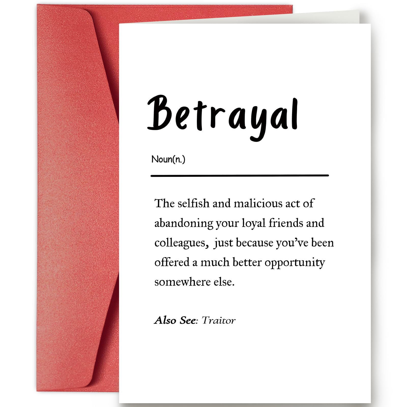 Betrayal Greeting Card - Hilarious Definition Card for Friends ...