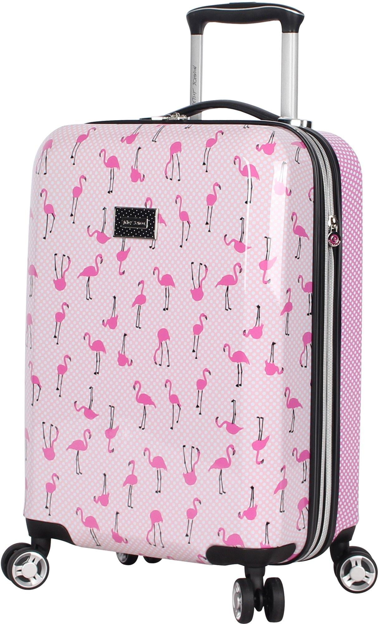 Betsey Johnson 20” Hardside Spinner Luggage, Pink/White - Walmart.com