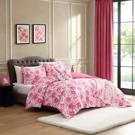 Betsey Johnson Sketch Toile Solid Reversible Twin XL Comforter Set ...