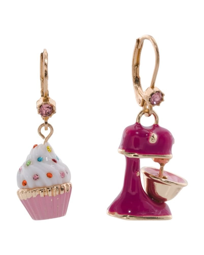 Betsey Johnson Stand Mixer Mismatched Drop Earrings, Fuchsia Mixer and ...