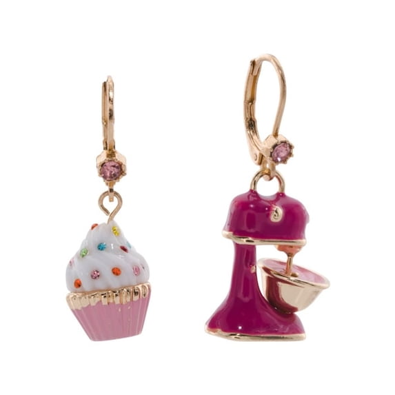 Betsey Johnson Stand Mixer Mismatched Drop Earrings, Fuchsia Mixer and ...