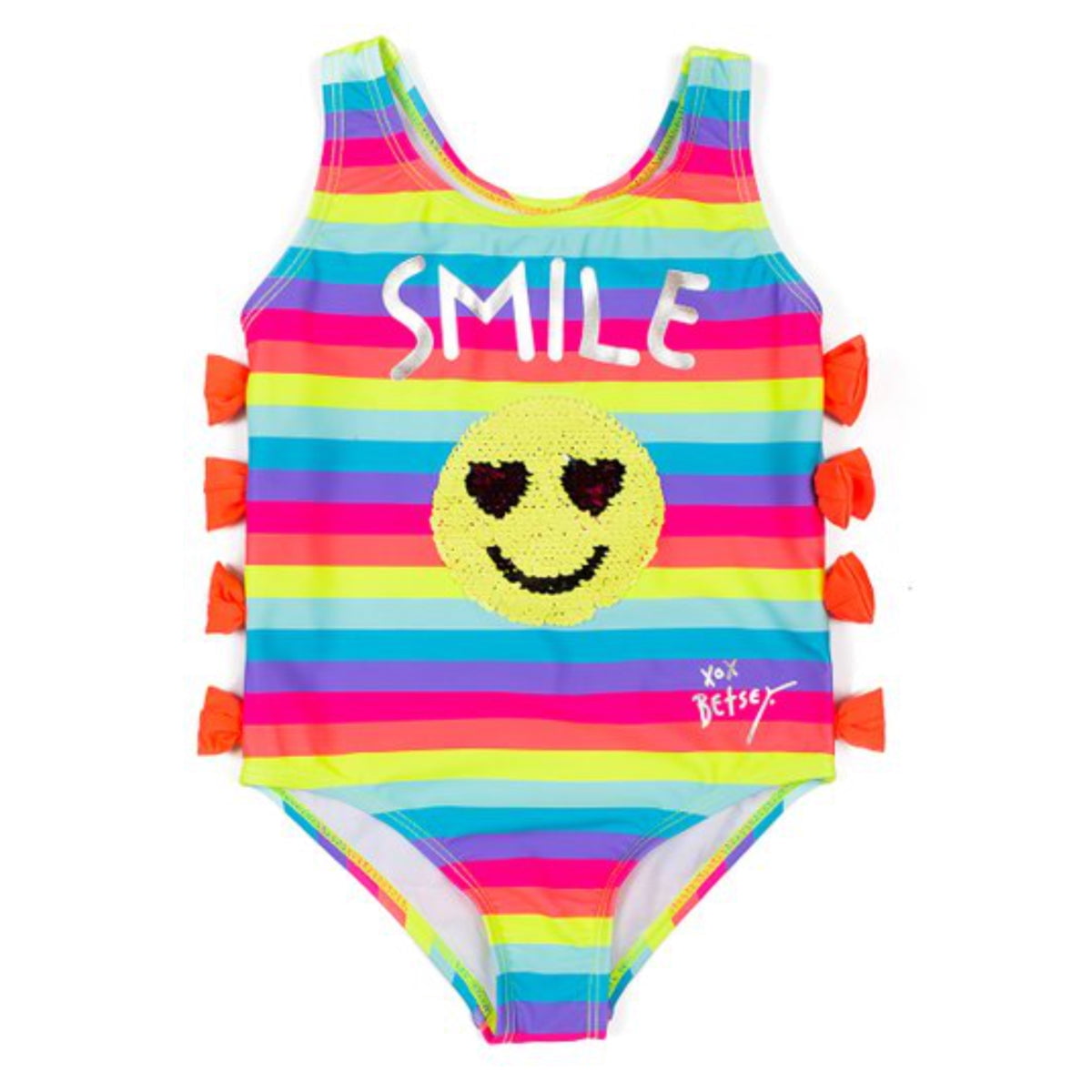 Betsey Johnson Toddler Girl Sequin Smile Emoji One-Piece Swimsuit ...