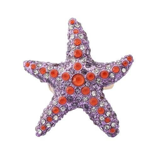 Betsey Johnson Women's Mermaid Jewels Starfish Cocktail Stretch Ring ...