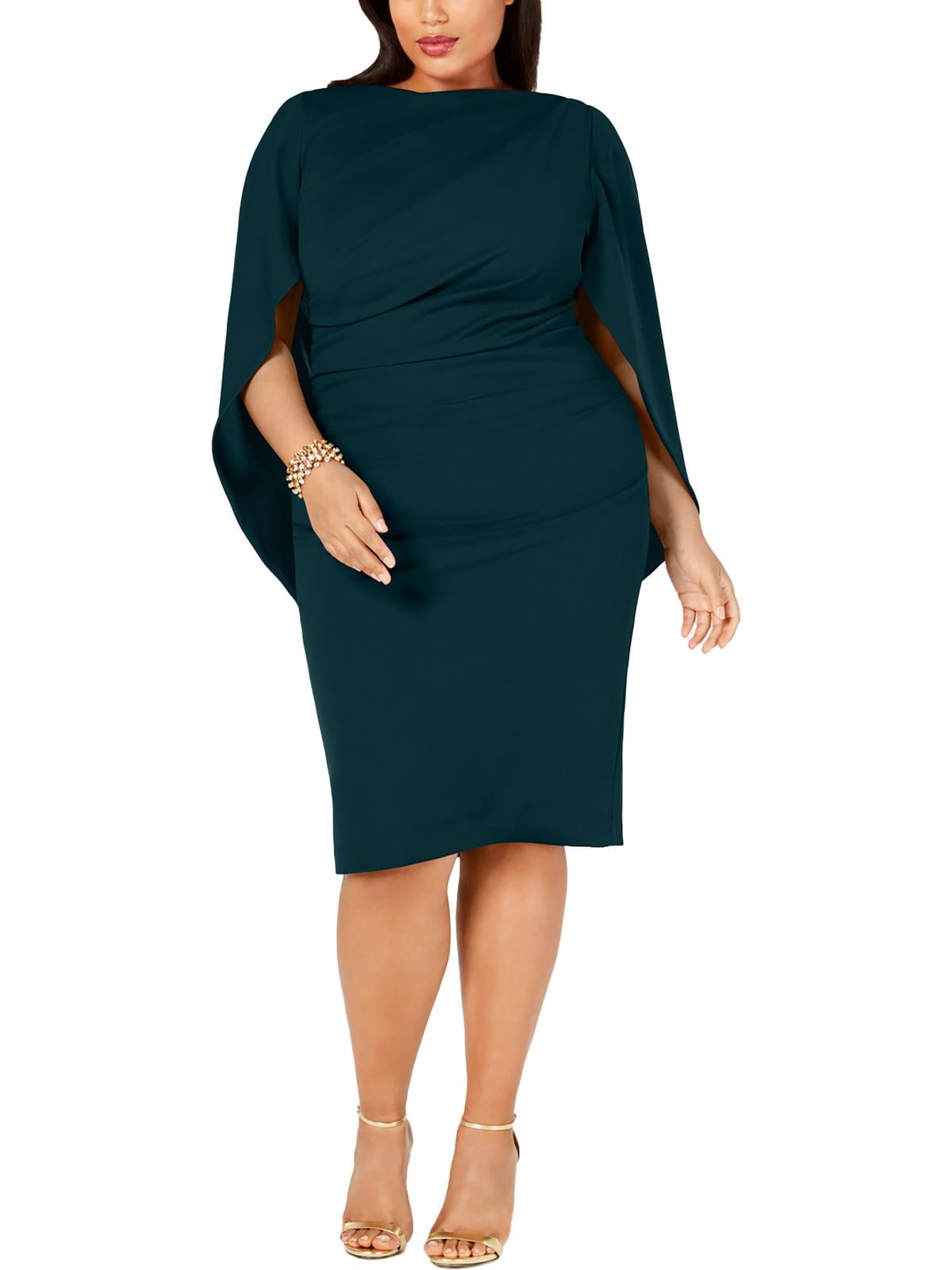 Betsy & Adam Womens Plus Knit Ruched Evening Dress - Walmart.com