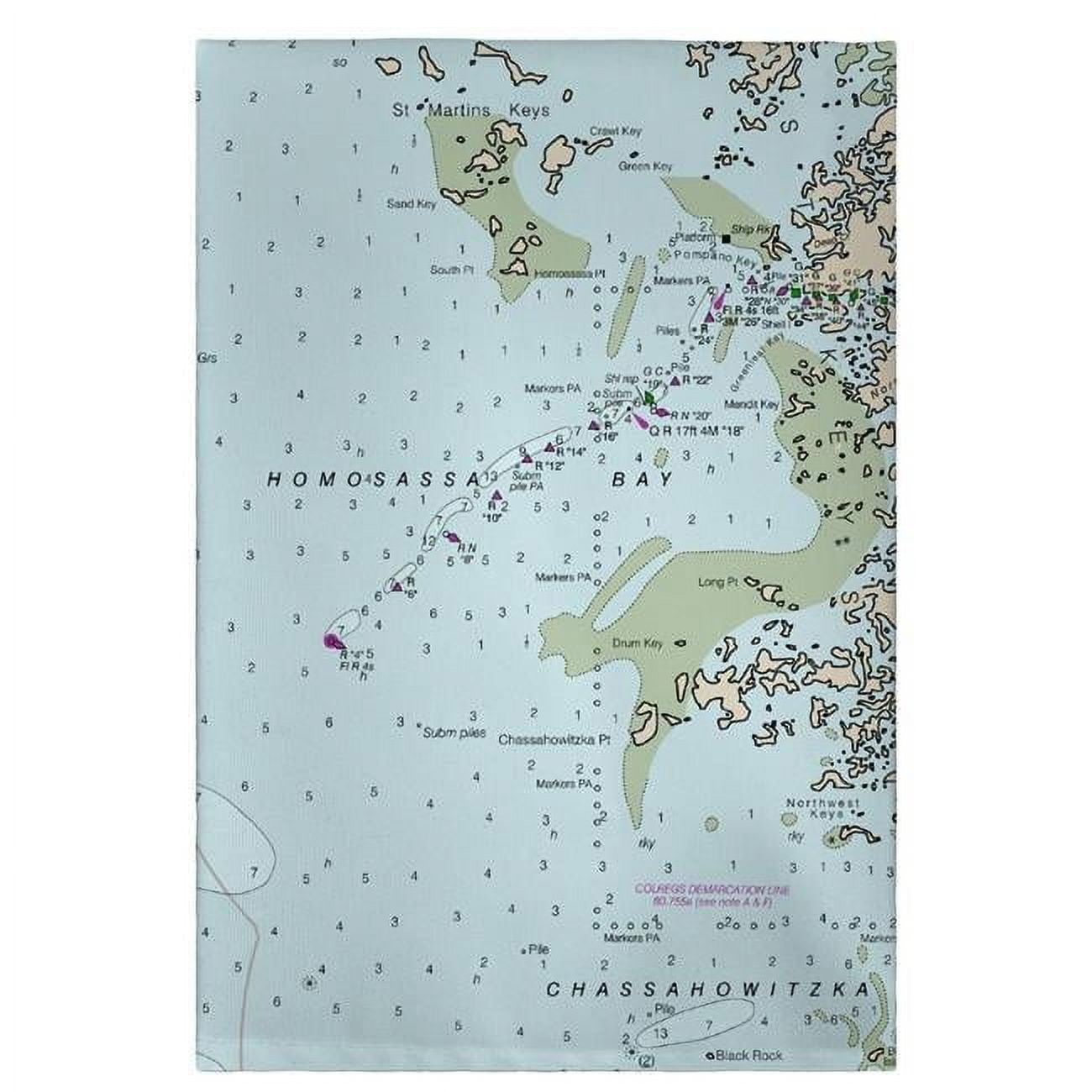 Betsy Drake 20 x 20 in. Crystal Bay to Homosassa Bay, MD Nautical Map ...