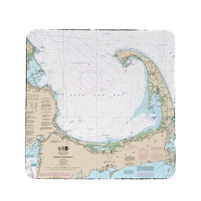 Betsy Drake 4 x 4 in. Cape Cod Bay, MA Nautical Map Coaster - Set of 4 ...