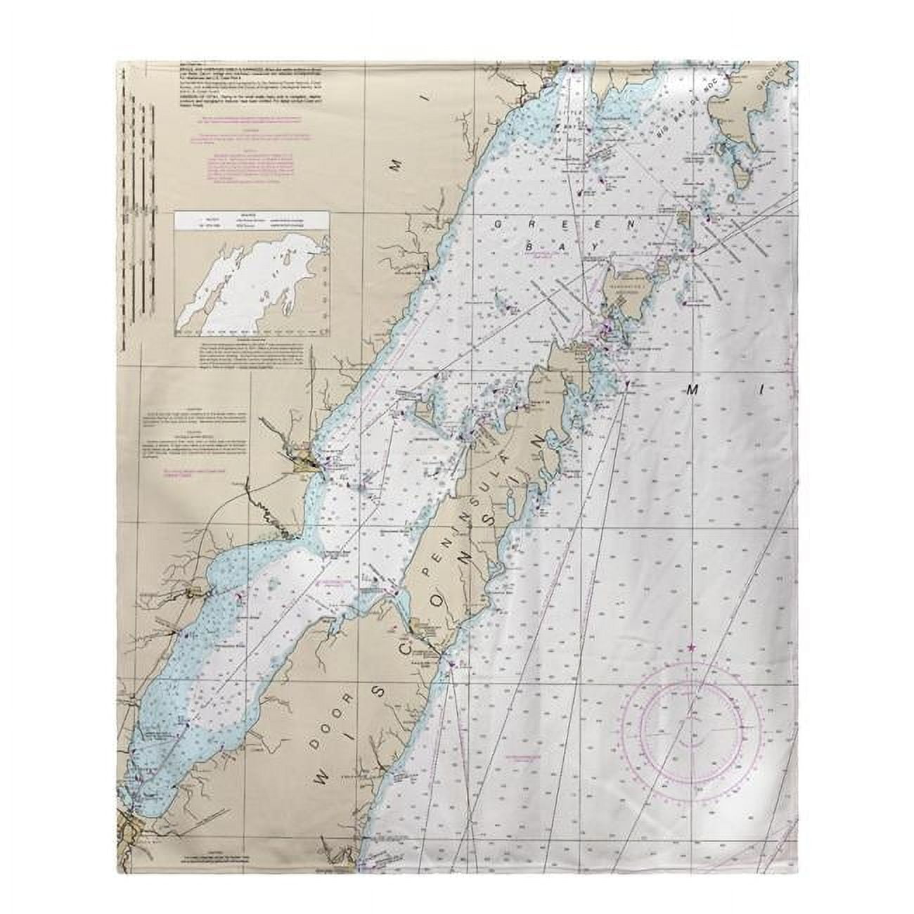 Betsy Drake 50 x 60 in. Door County, Green Bay, WI Nautical Map ...