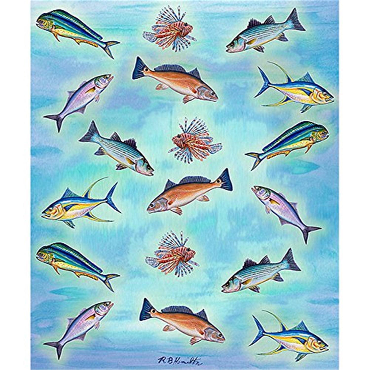 Betsy Drake BK007 Assorted Fish Throw - Walmart.com