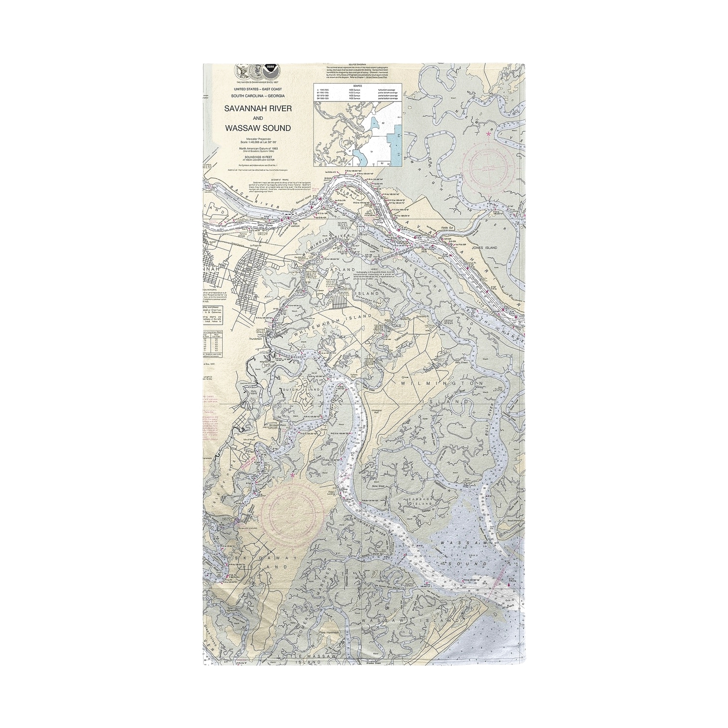 Betsy Drake BT214 Savannah River & Wassaw Sound, GA Nautical Map Beach ...