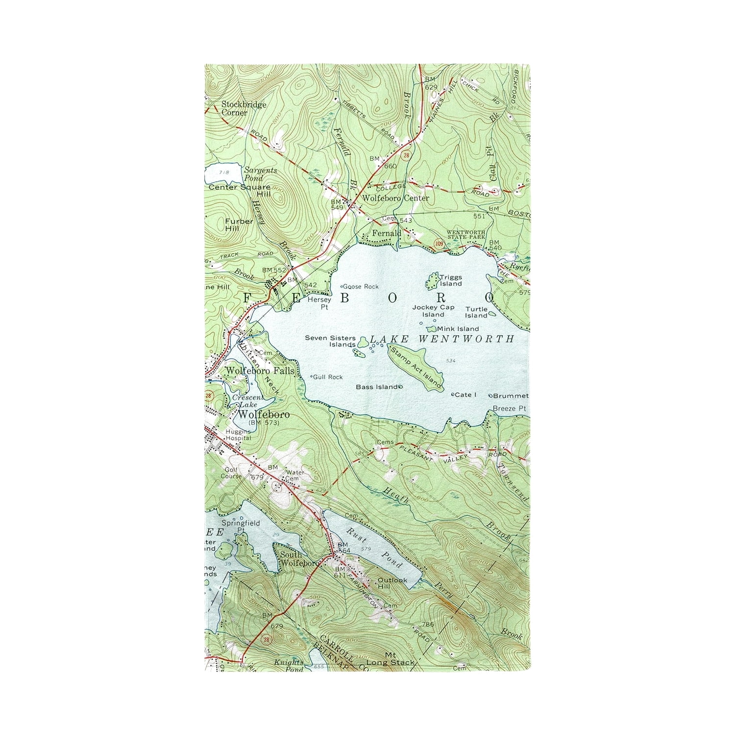 Betsy Drake BT654 Lake Wentworth, NH Nautical Map Beach Towel - Walmart.com