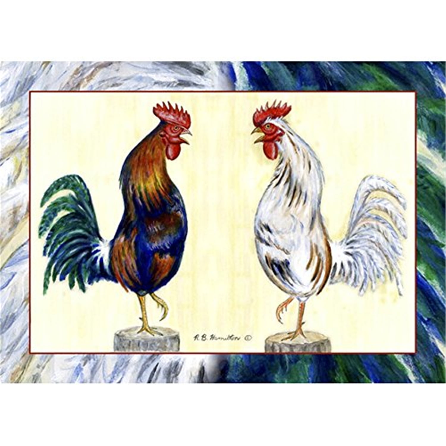 Betsy Drake PM037 Blue Rooster Place Mat - Set of 4 - Walmart.com