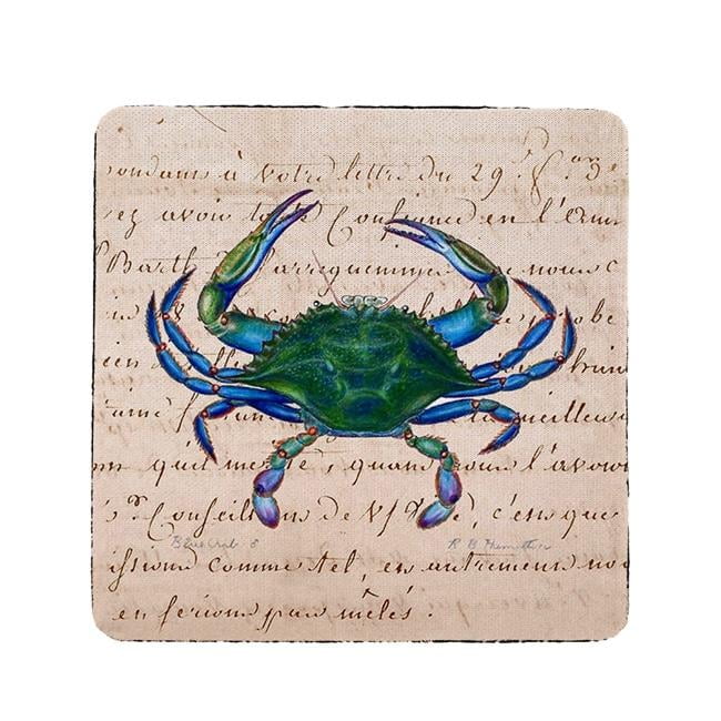 Betsy Drake CT005B Male Blue Script Crab Coaster - Set of 4 - Walmart ...