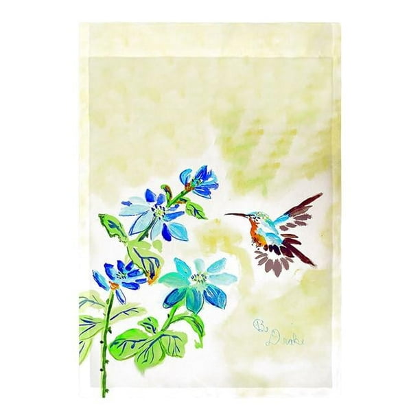 Betsy Drake FL1009 12.5 x 18 in. Aqua Hummingbird Flag - Walmart ...