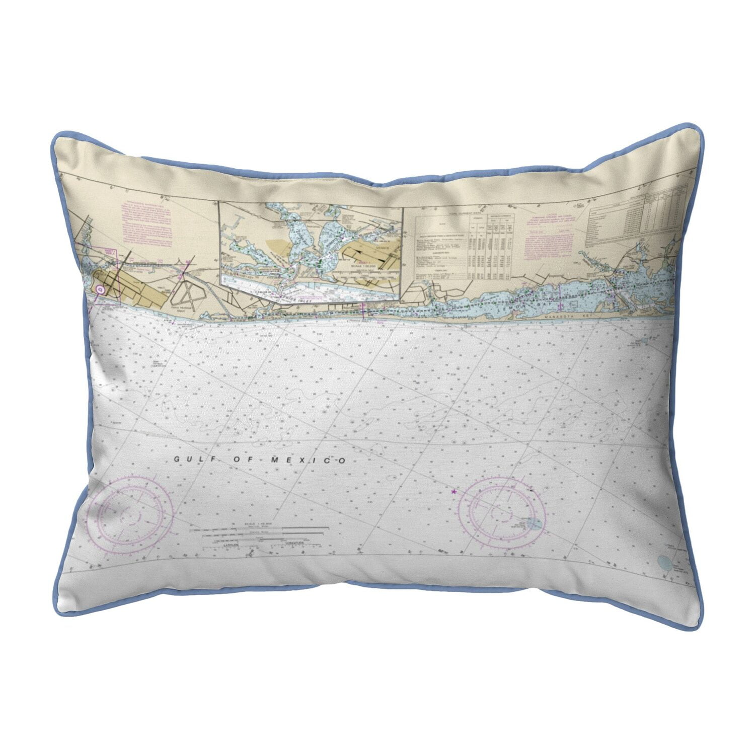 Betsy Drake HJ11425VZ 16 x 20 in. Venice to Casey Key, Florida Nautical Map Corded Indoor ...