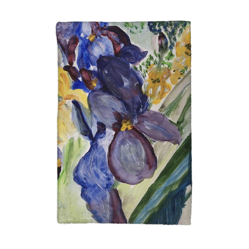 Betsy Drake Interiors Yellow & Blue Iris Kitchen Towel - Walmart.com